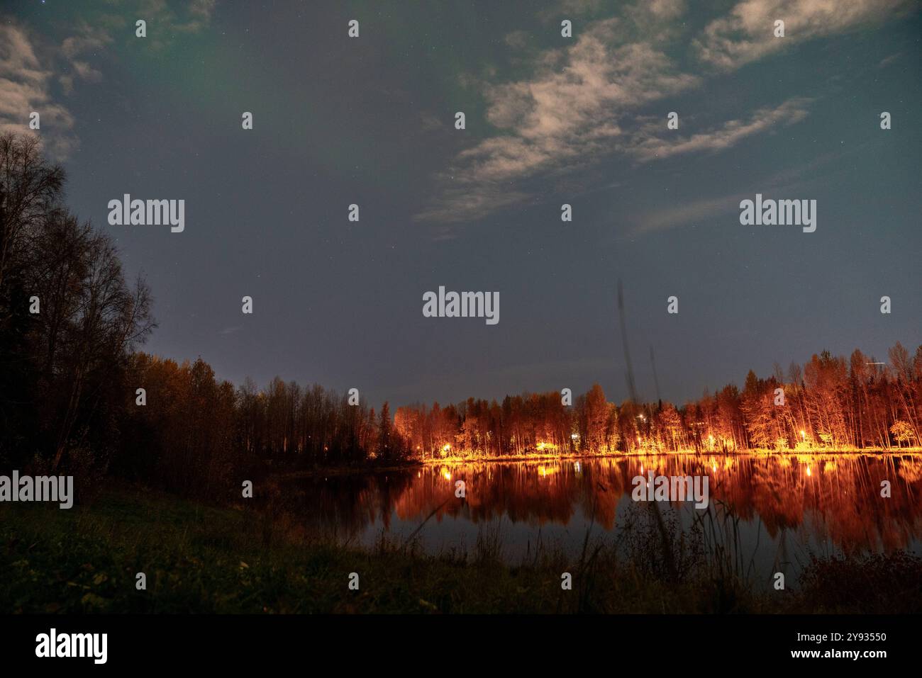 Aurora Borealis Northern Lights over Taku Lake, Anchorage, Alaska ...