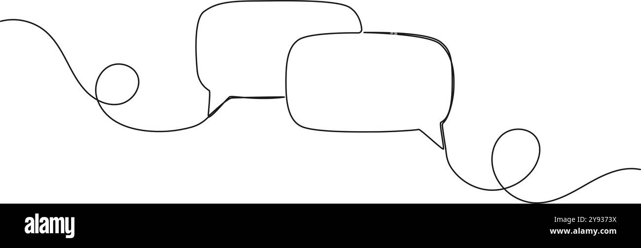 continuous single line drawing of speech bubbles, line art vector illustration Stock Vector ...