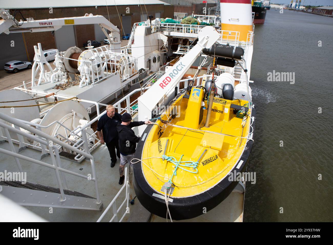 Onboard the Kirkella. The Kirkella is a British cod and haddock freezer ...
