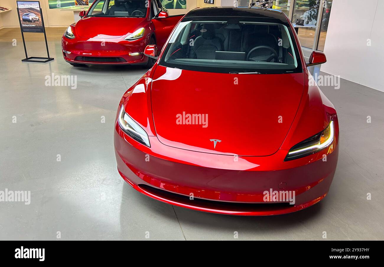 Miami, Florida, September 12, 2024: A Tesla dealership showroom Stock ...