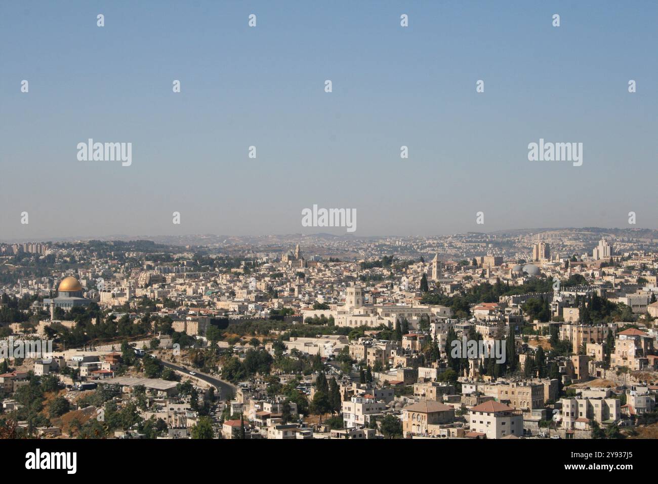 Wide angle view of Jerusalem with historic landmarks Stock Photo - Alamy