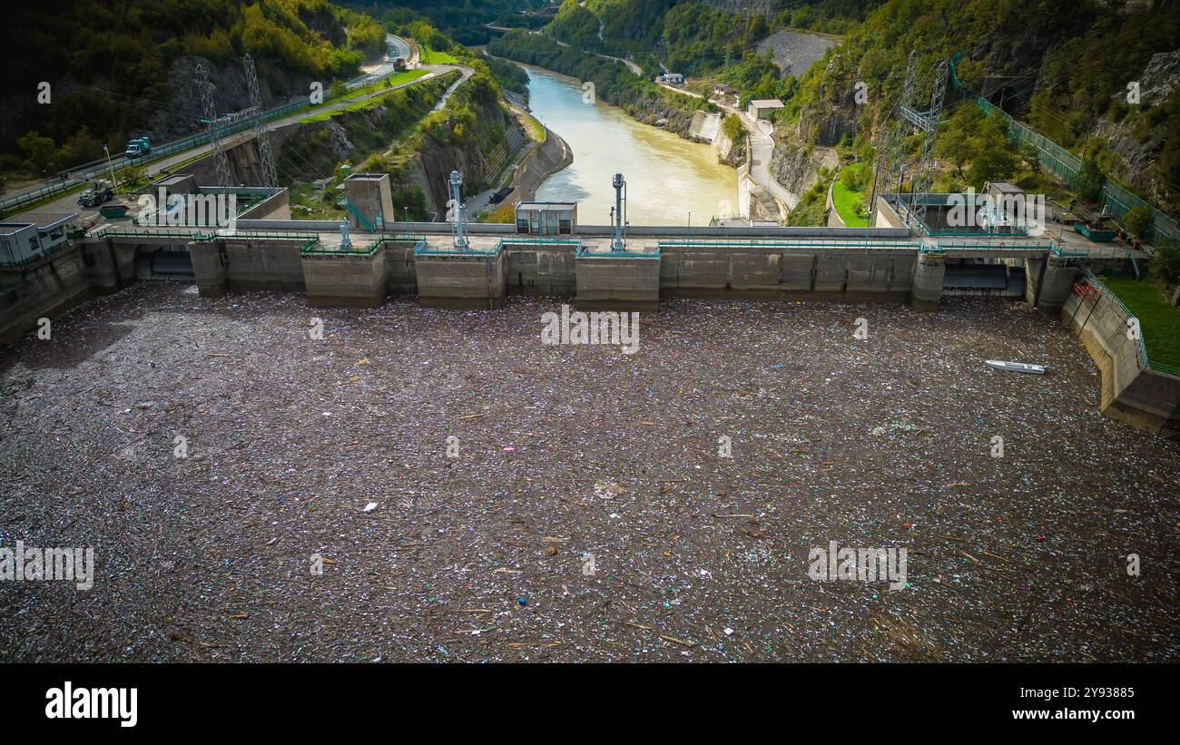 Mostar, Bosnia And Herzegovina. 08th Oct, 2024. Aerial photos show tons ...