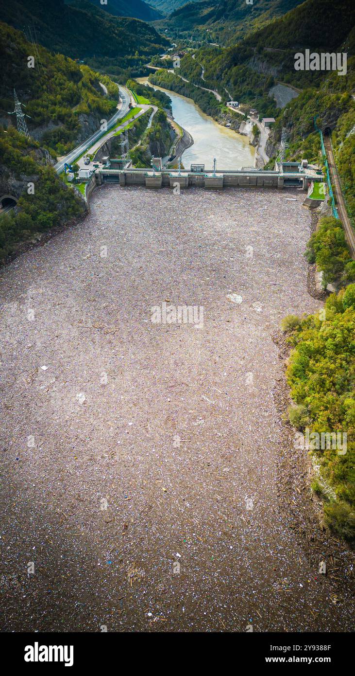 Mostar, Bosnia And Herzegovina. 08th Oct, 2024. Aerial photos show tons ...