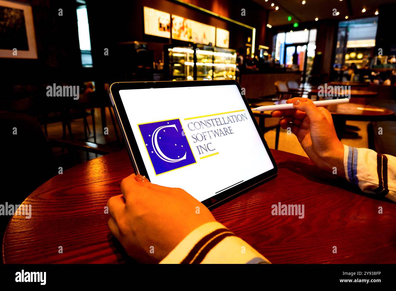 In this photo illustration, a Constellation Software logo is displayed ...