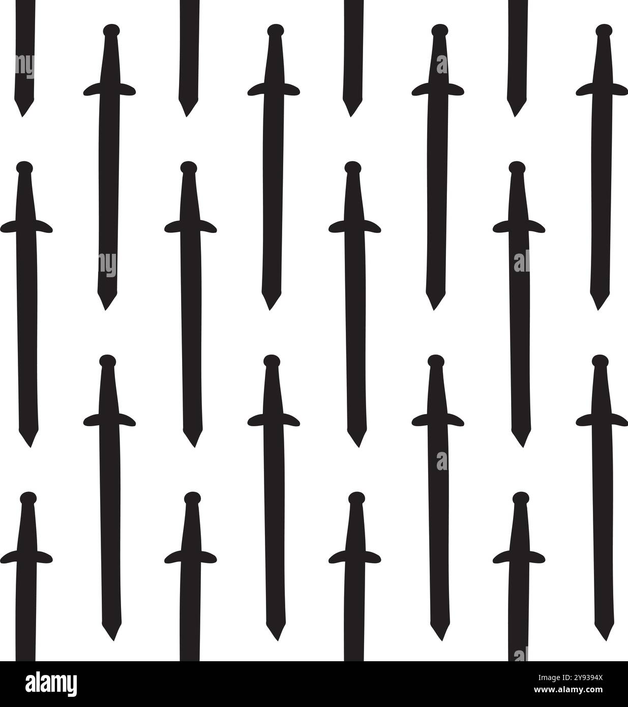Vector seamless pattern of hand drawn sword silhouette isolated on ...