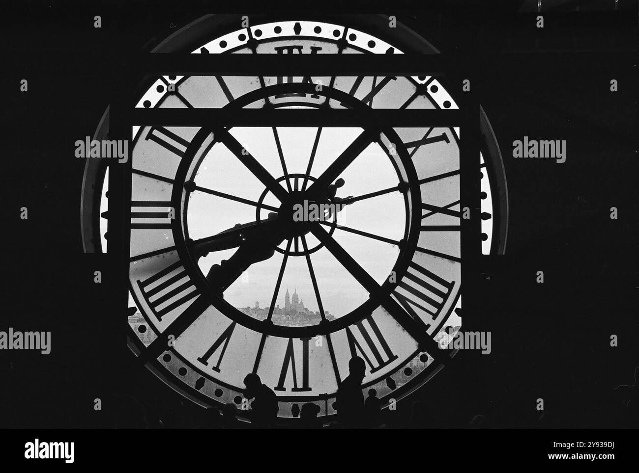 View of Montmartre through the giant quadrant of the tower clock ...