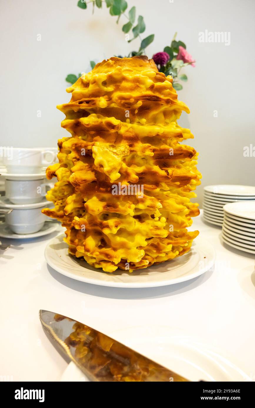 Sakotis ('sekacz') a Polish tree cake or spit cake cooked over open ...