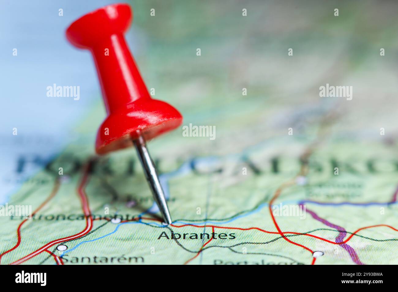 Abrantes, Portugal pin on map Stock Photo - Alamy