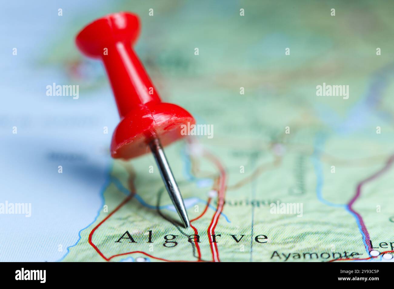 Algarve, Portugal pin on map Stock Photo - Alamy