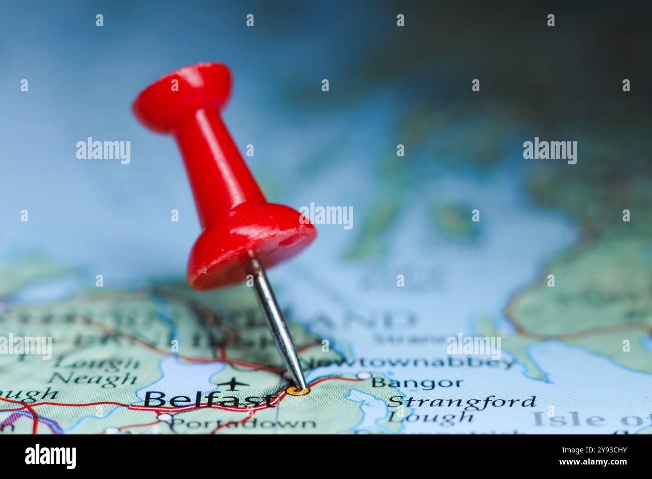 Belfast, Northern Ireland pin on map Stock Photo - Alamy