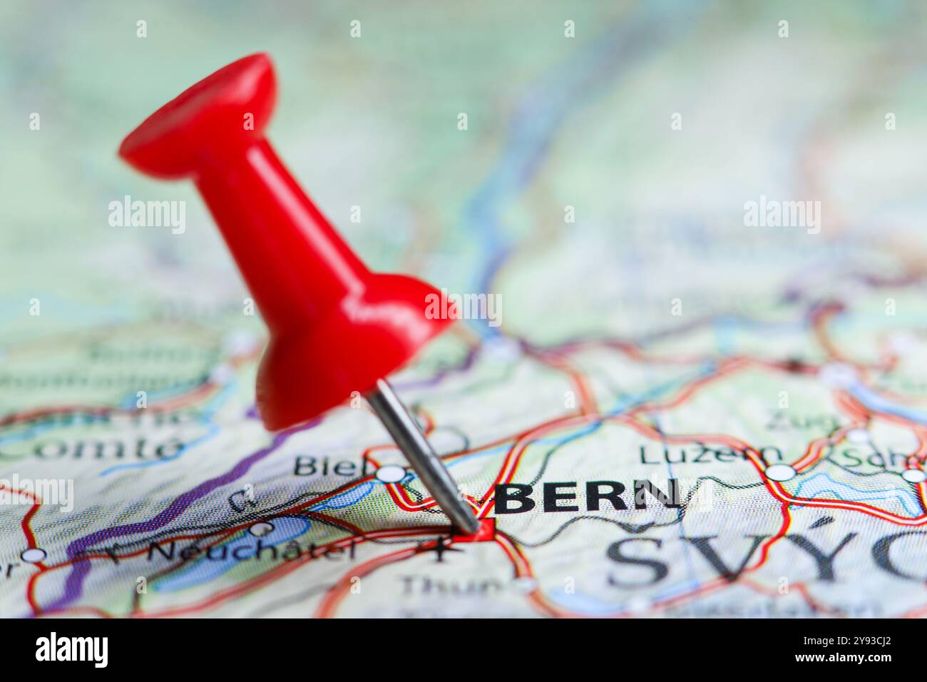 Bern, Switzerland pin on map Stock Photo - Alamy