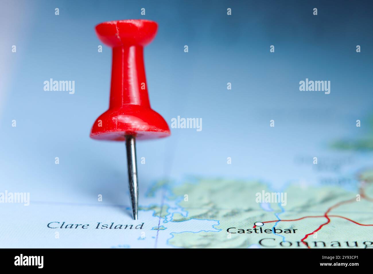 Clare Island, Ireland pin on map Stock Photo - Alamy