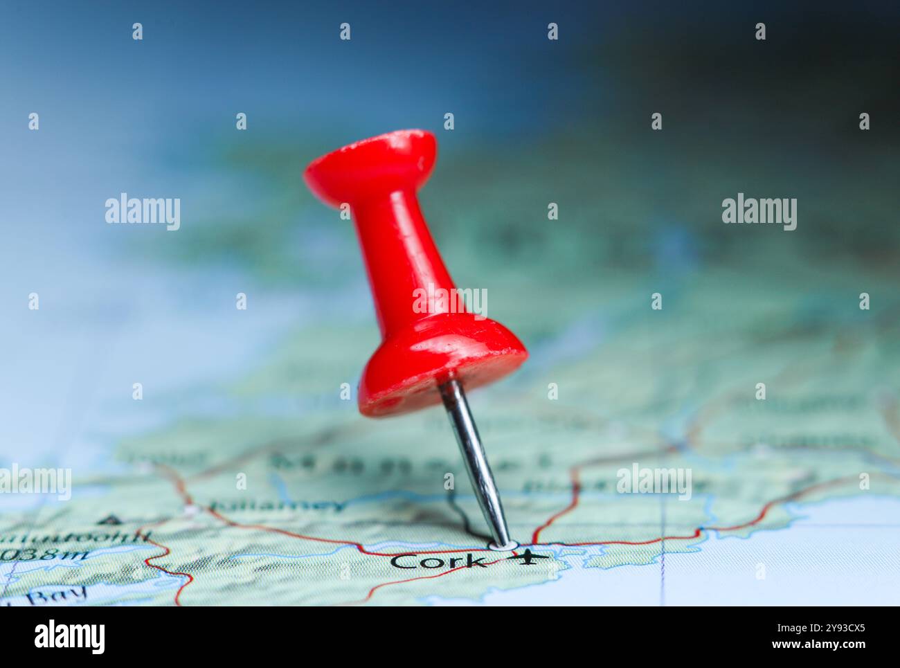 Cork, Ireland pin on map Stock Photo - Alamy