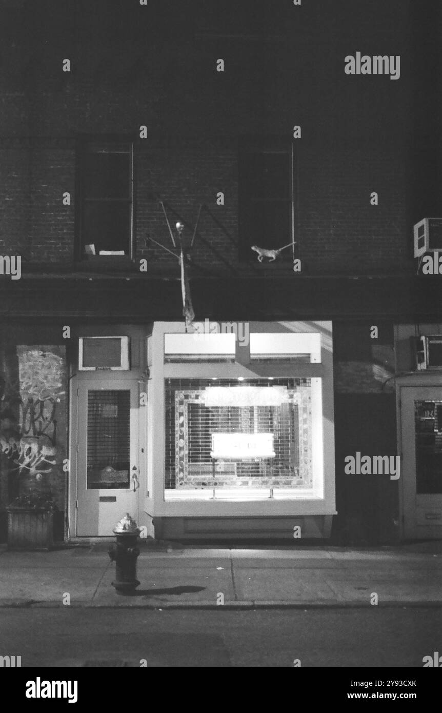 Empty but illuminated shop window in SOHO Manhattan New York Stock ...