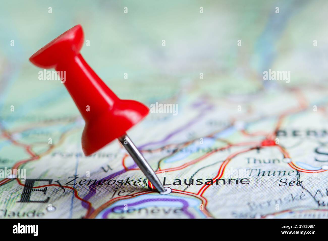 Lausanne, Switzerland pin on map Stock Photo - Alamy