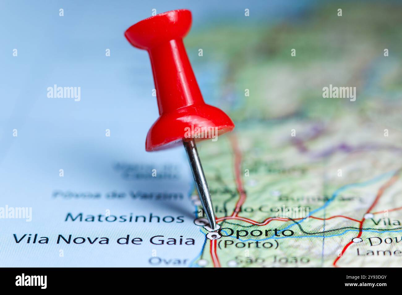 Oporto, Portugal pin on map Stock Photo - Alamy