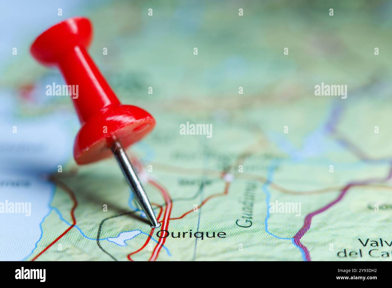 Ourique, Portugal pin on map Stock Photo - Alamy