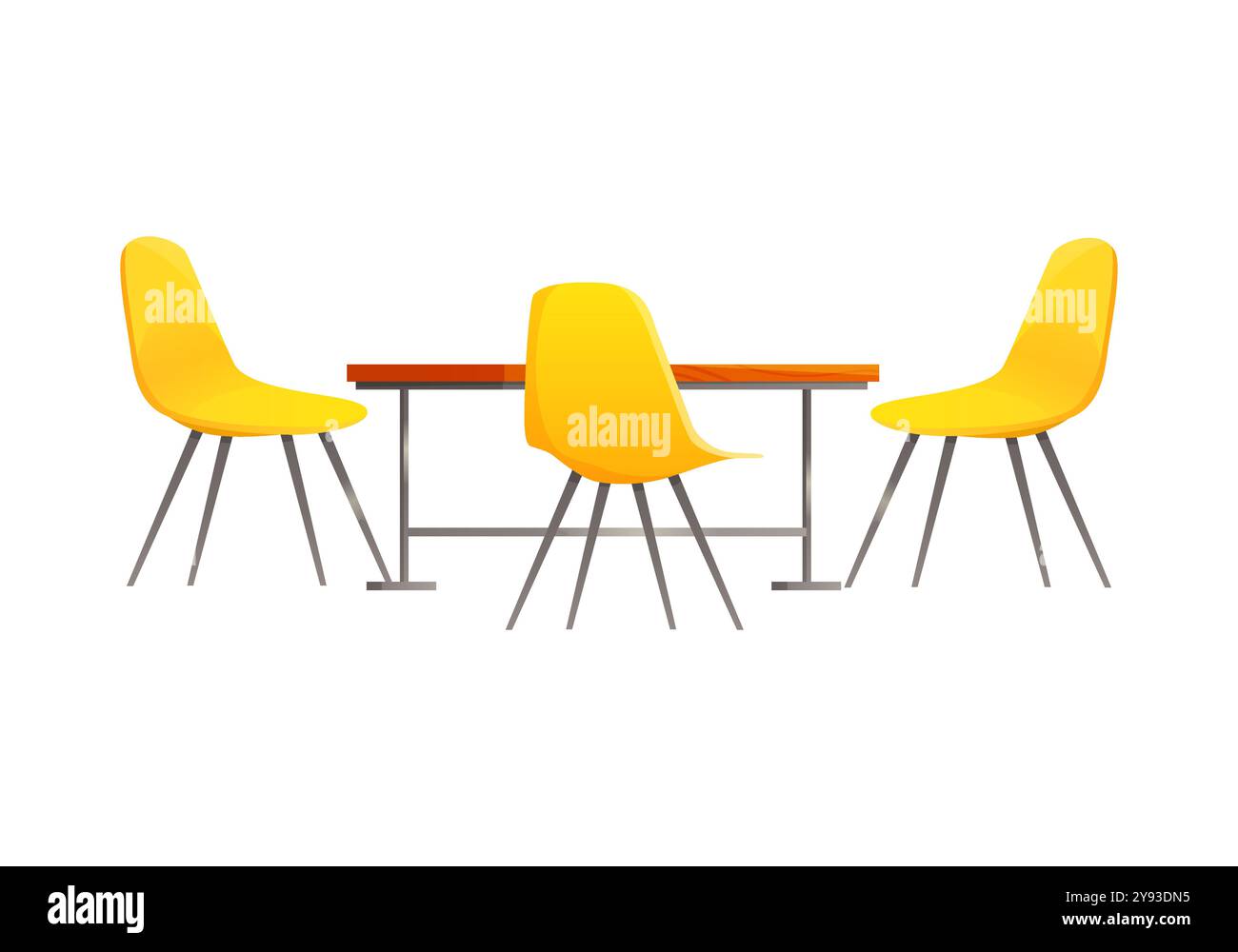 Plastic table and three chairs for cafe, school canteen interior vector ...