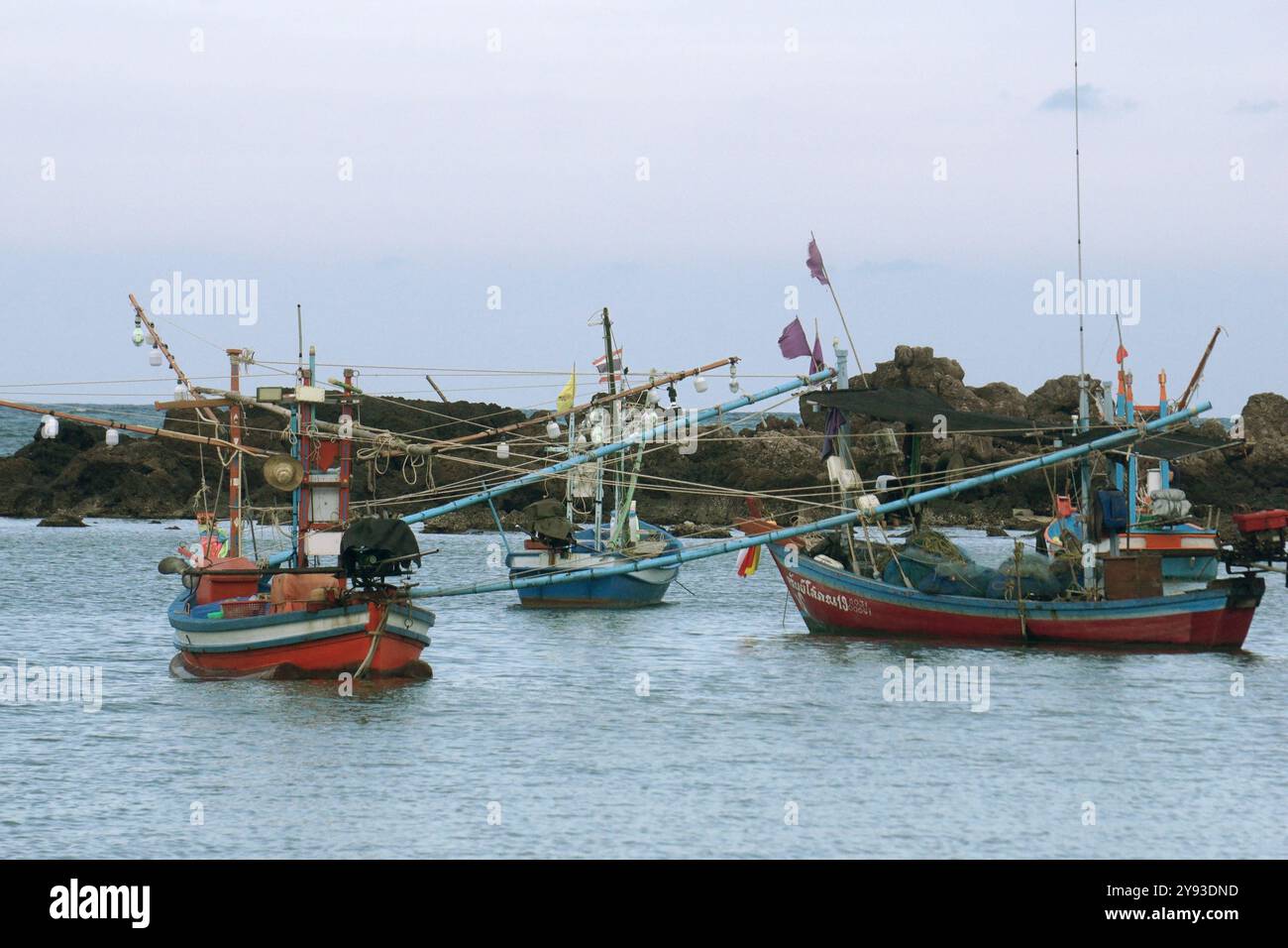fishing boat in the sea with nature background Stock Photo - Alamy
