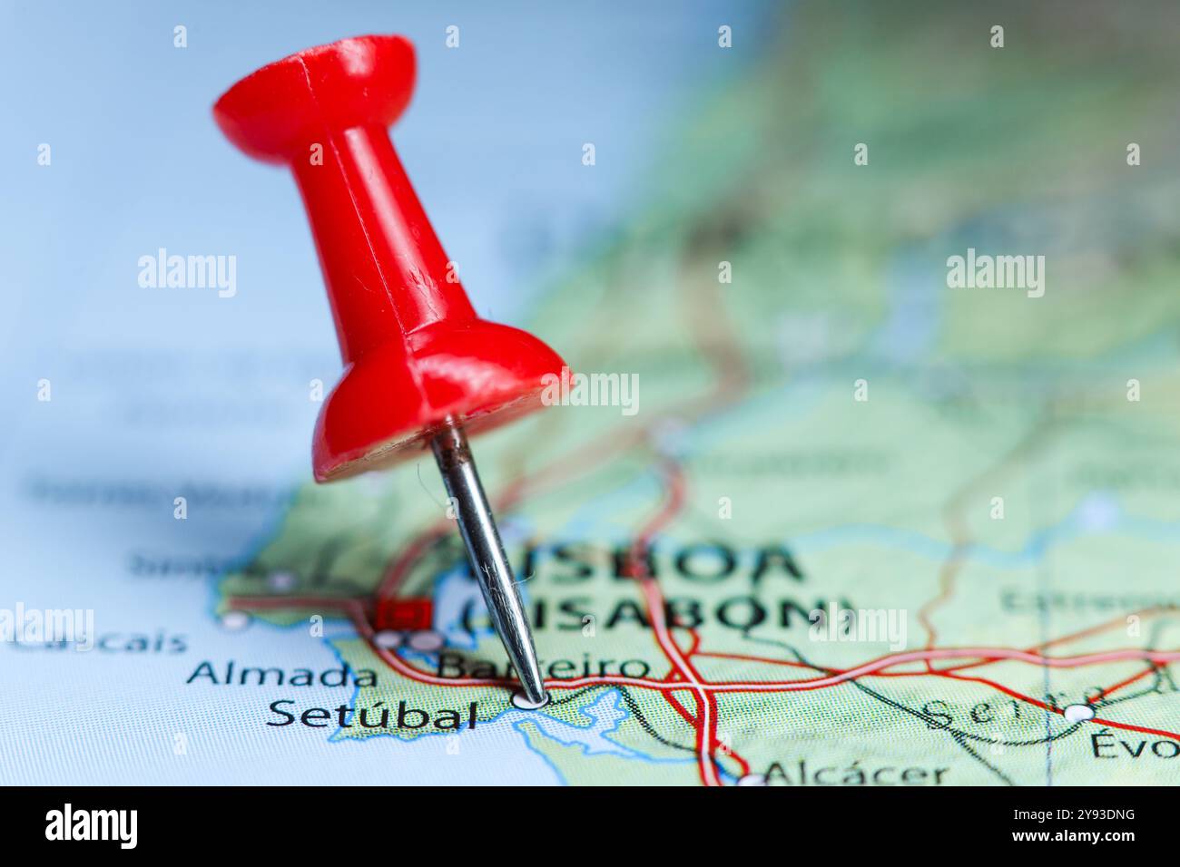 Setubal, Portugal pin on map Stock Photo - Alamy