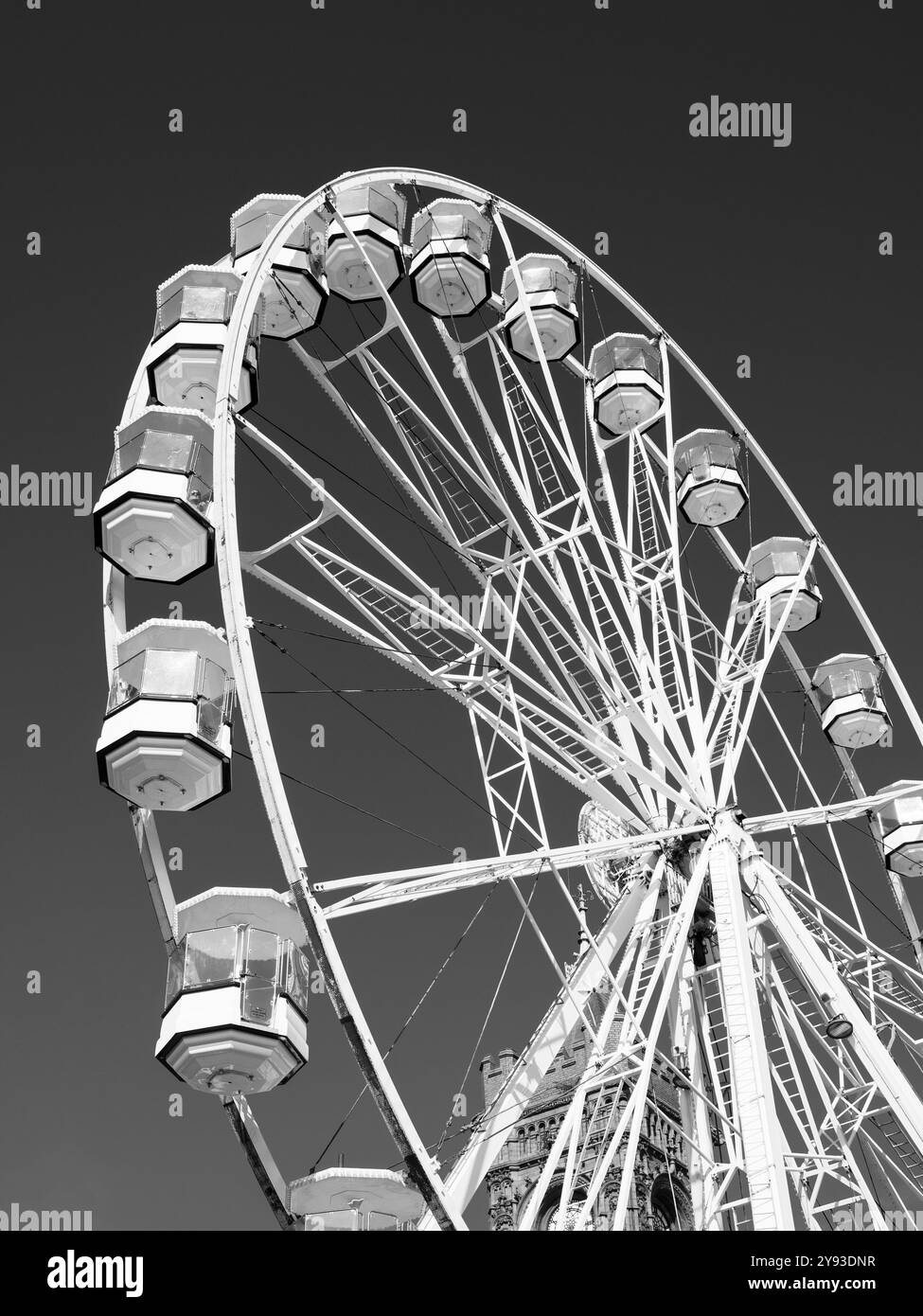 Black and White, The Giant Wheel, Cardiff Bay, Cardiff, Wales, UK, GB ...