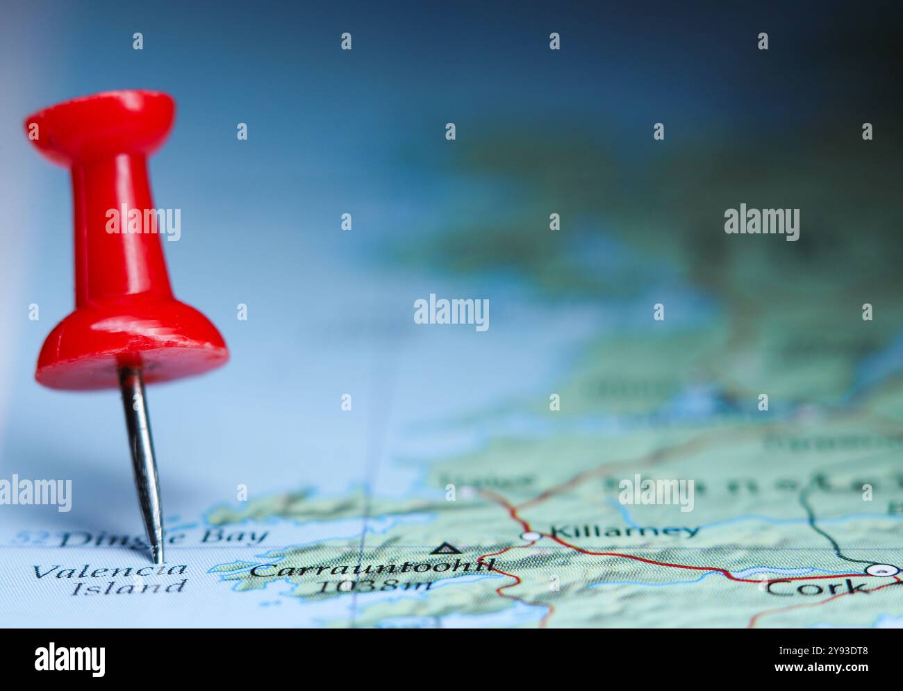 Valencia Island, Ireland pin on map Stock Photo - Alamy
