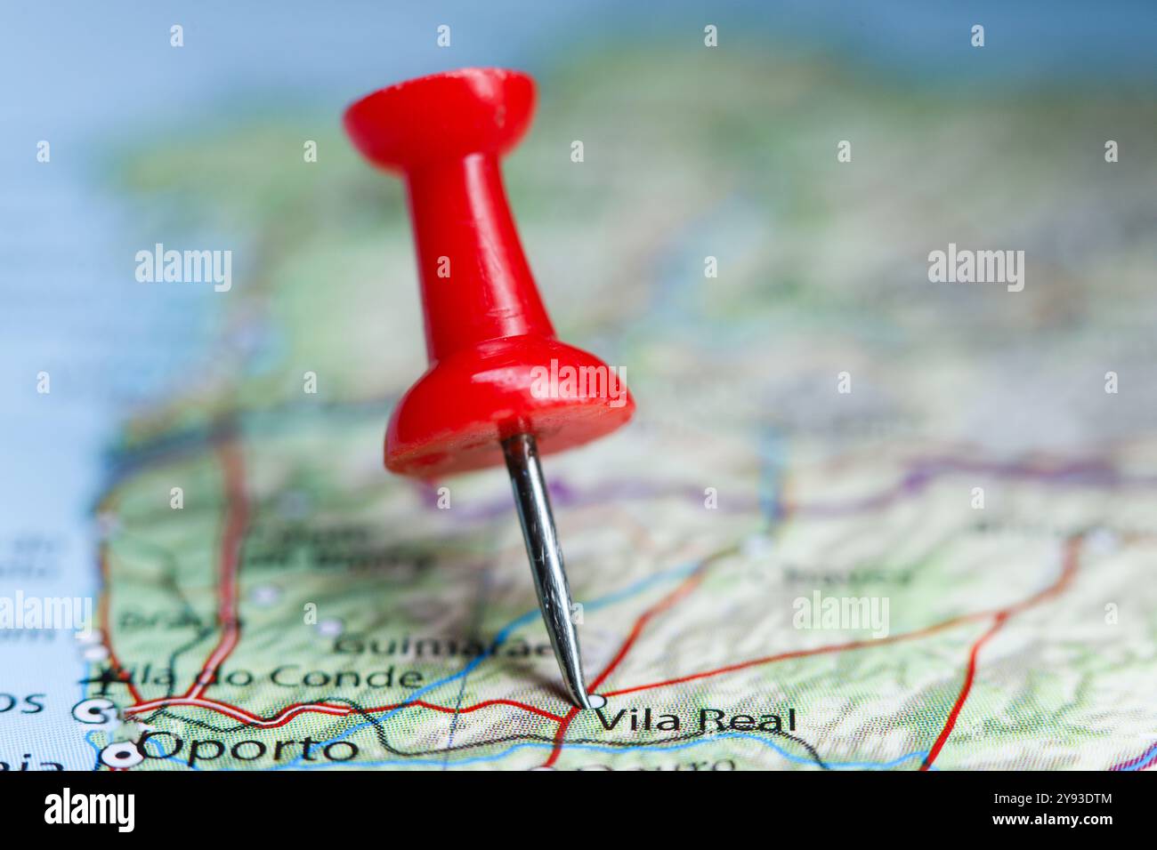 Vila Real, Portugal pin on map Stock Photo - Alamy