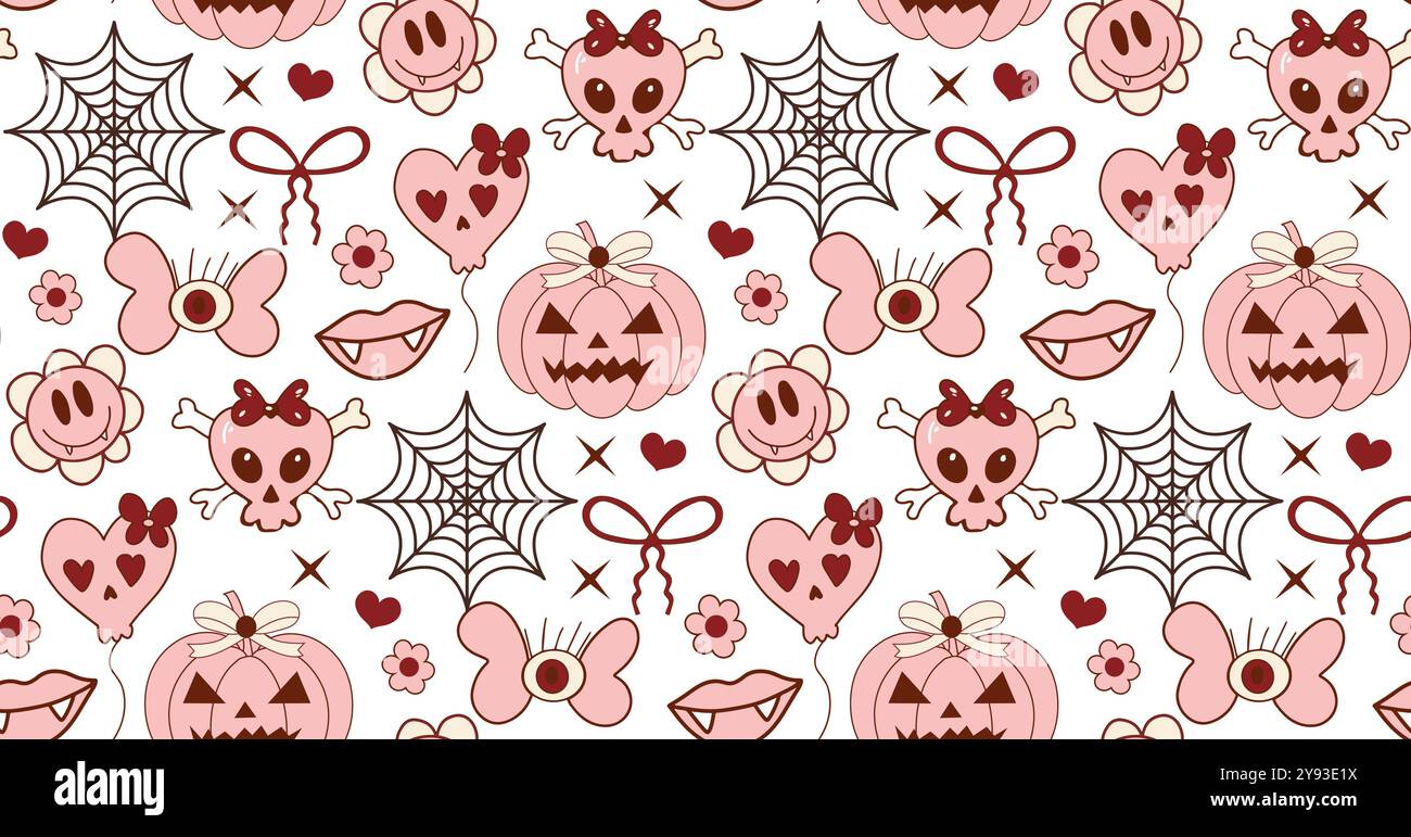 Coquette halloween seamless vector pattern, texture for wallpaper ...