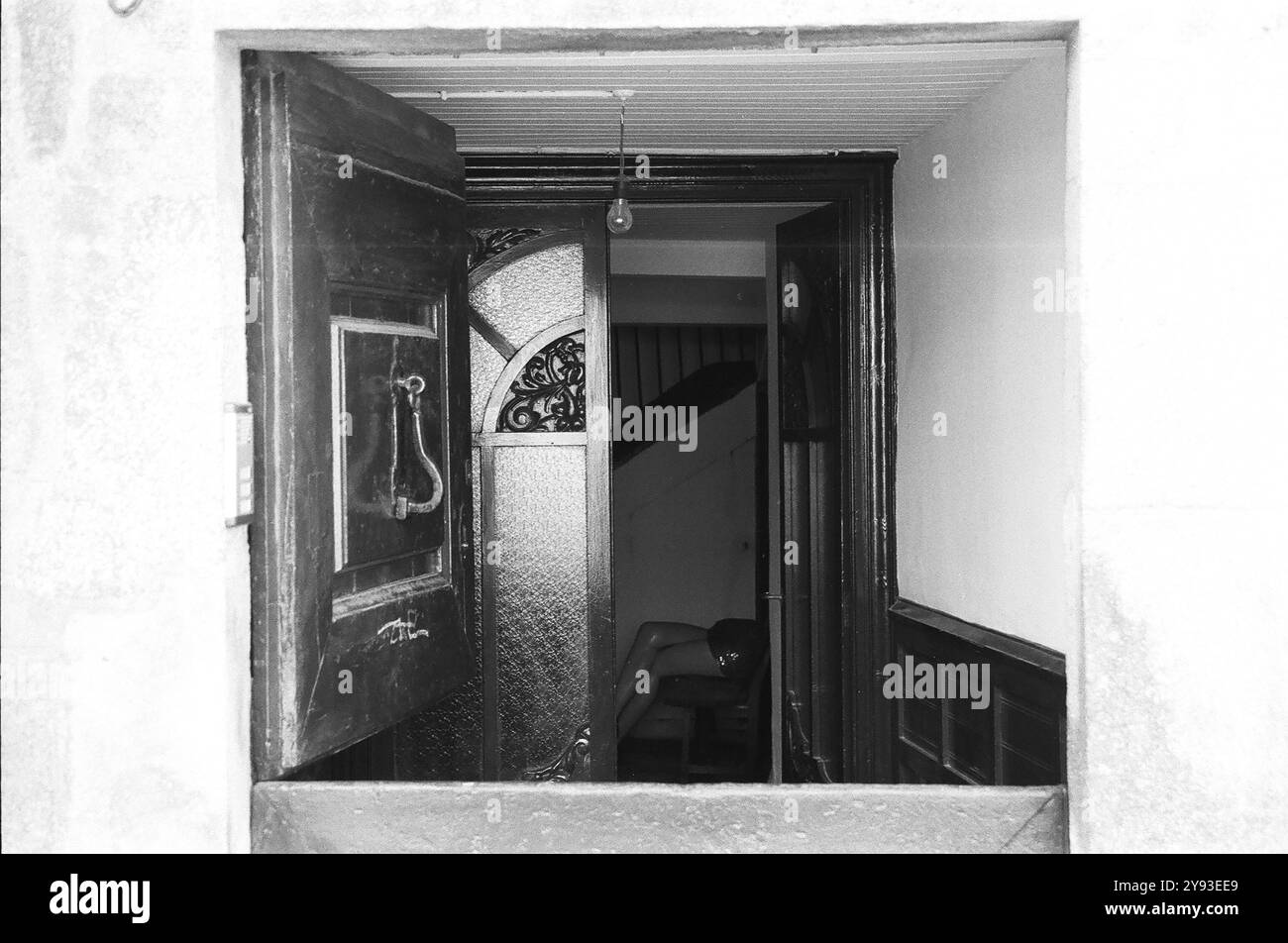 open door in a atrium of domestic life Stock Photo - Alamy