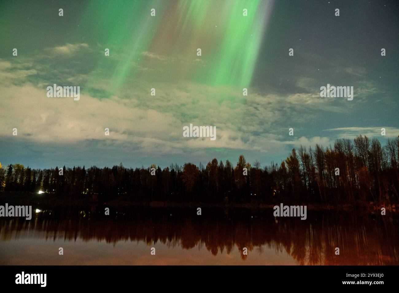 Aurora Borealis Northern Lights over Taku Lake, Anchorage, Alaska ...