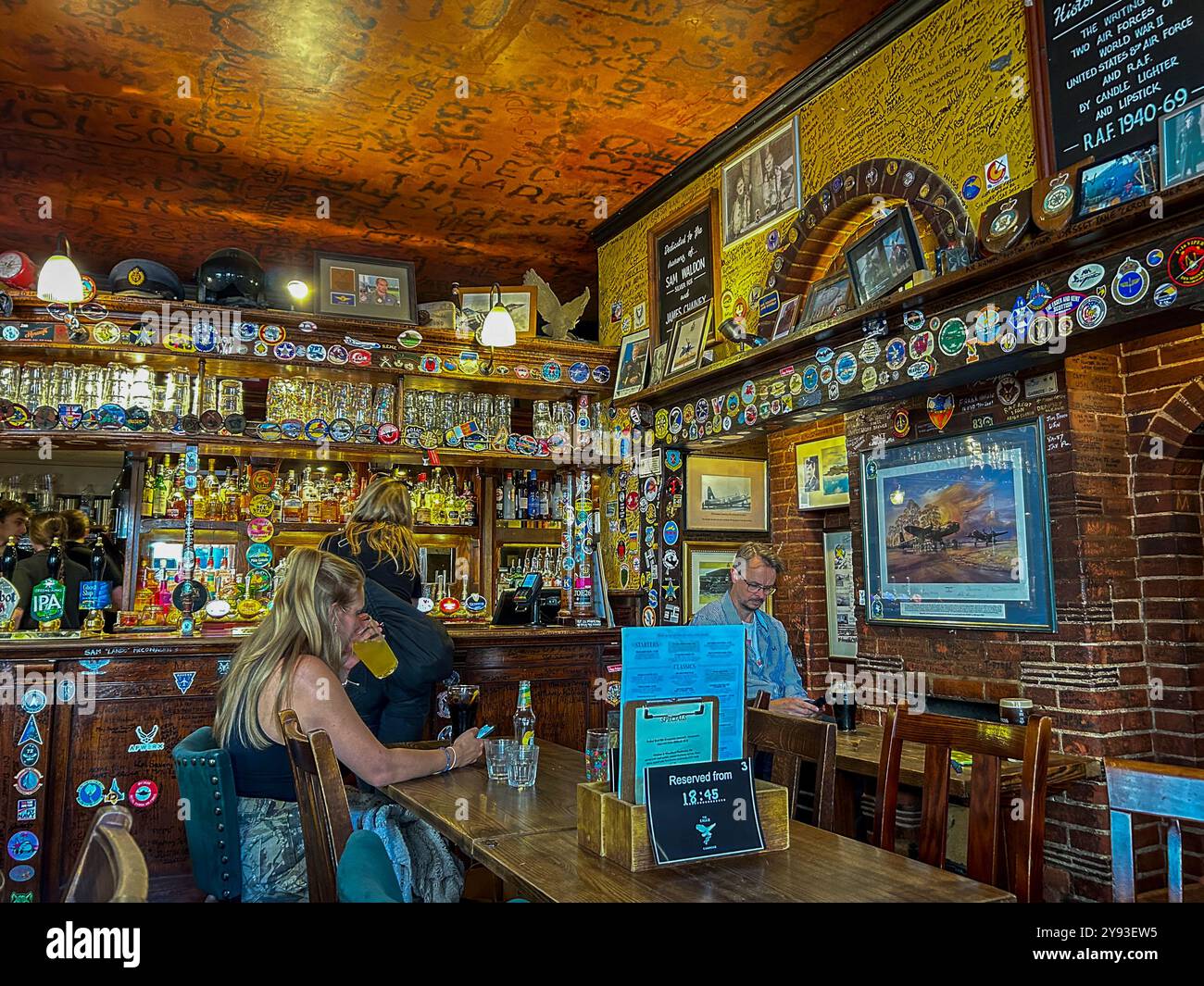 Cambridge, England, Woman at Table Drinking Beer, Old English Pub ...