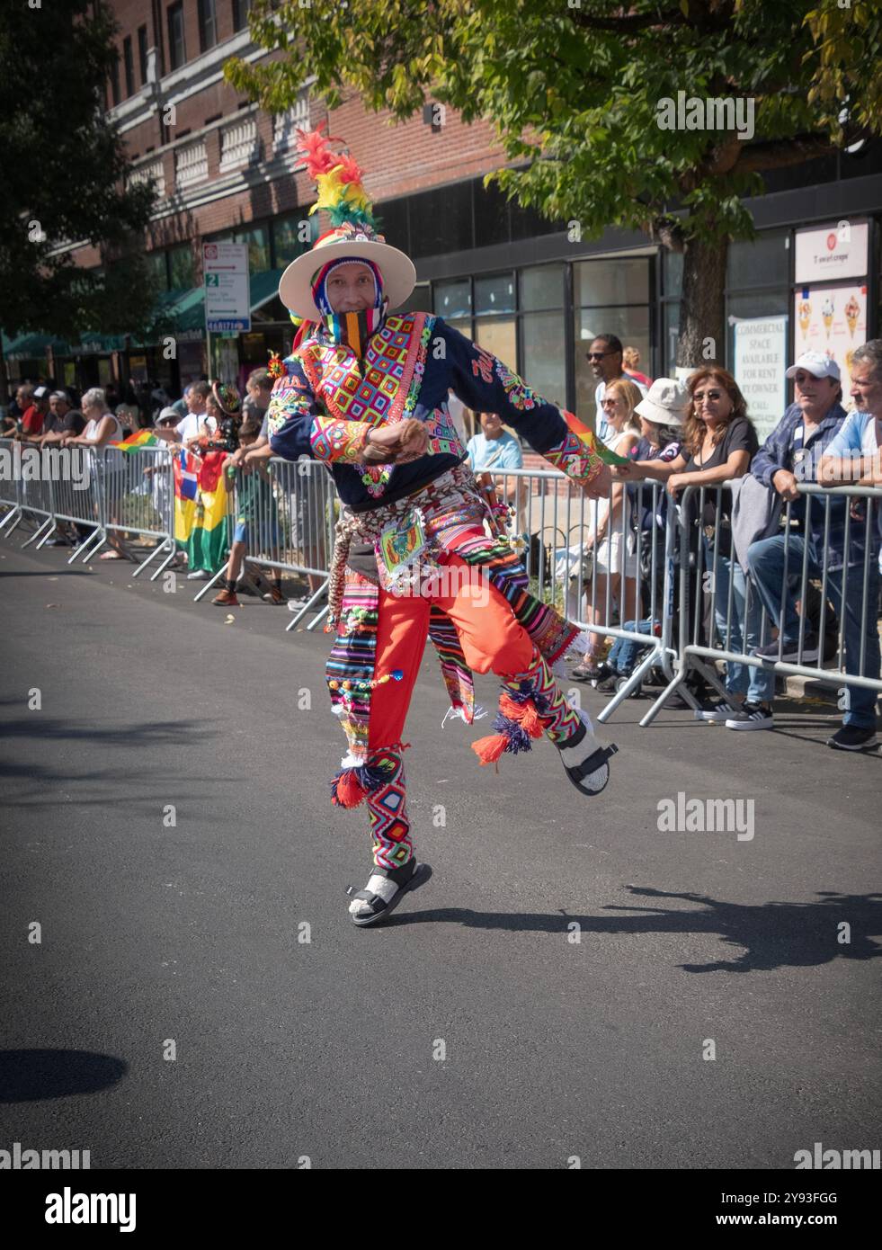 An animated Bolivian dancer marcher in the 2024 Hispanic Heritage ...