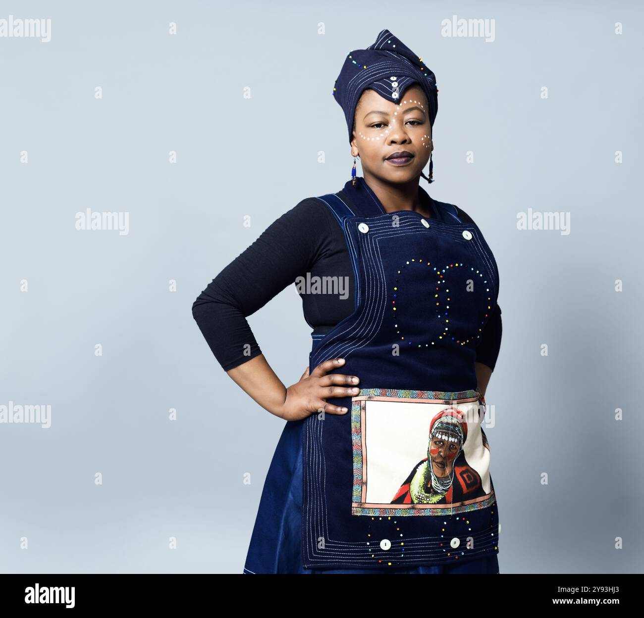Traditional, culture and woman in studio, portrait and proud of ...