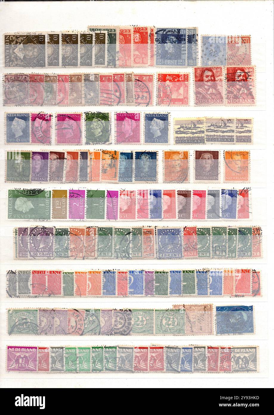 A stamp album page filled with vintage postage stamps from the ...