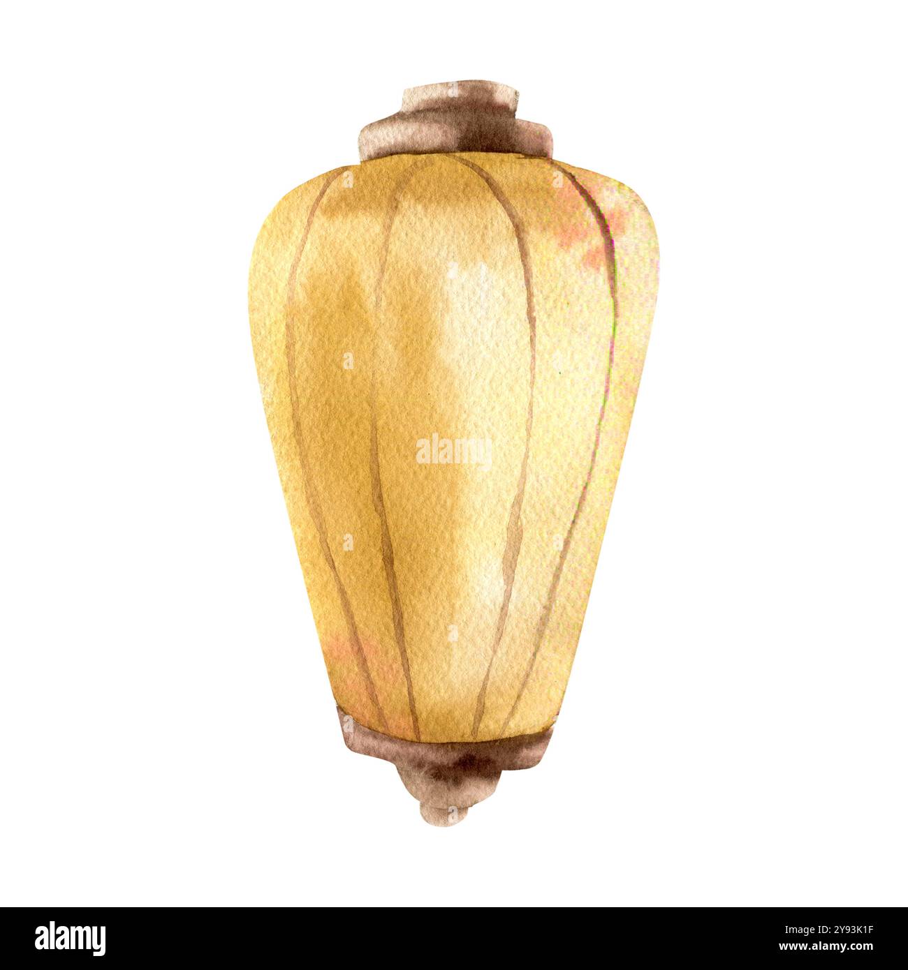 Chinese traditional yellow lantern watercolor illustration. Isolated ...
