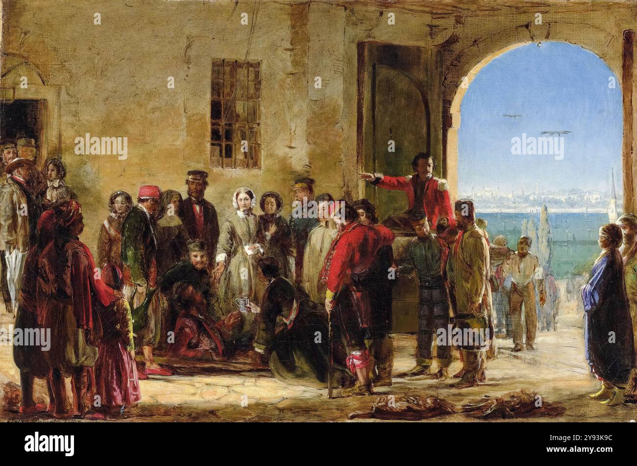 Florence Nightingale receiving the wounded at Scutari, (oil sketch ...