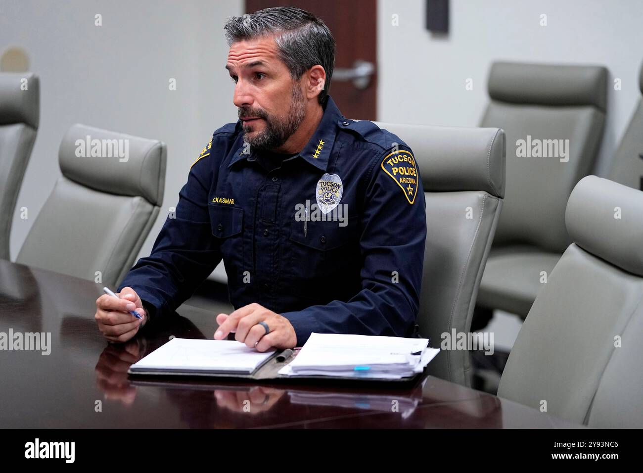 Tucson Police Chief Chad Kasmar, shown at police headquarters in Tucson ...