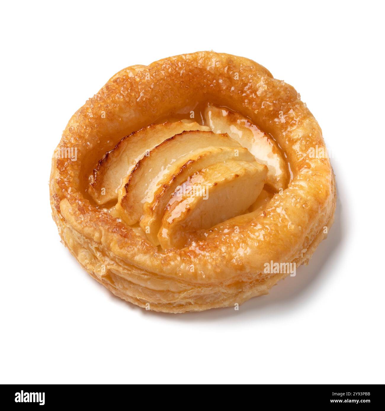 Single fresh homemade puff pastry apple biscuit isolated on white ...