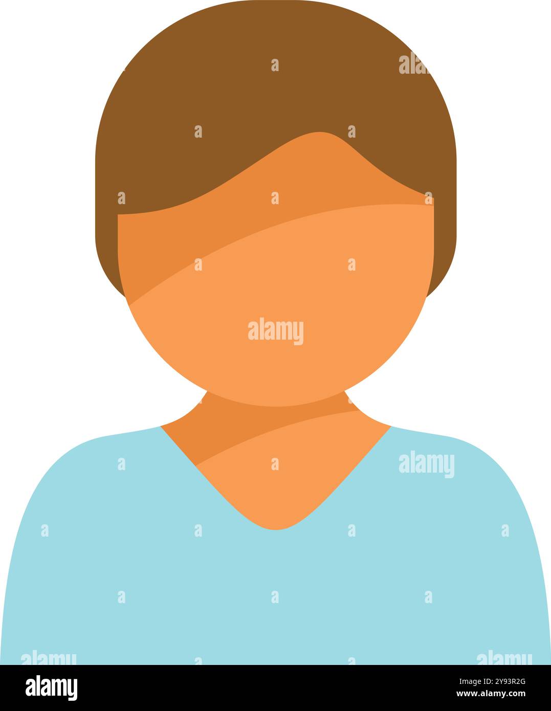 Simple avatar icon of a young man with brown hair wearing a blue shirt ...