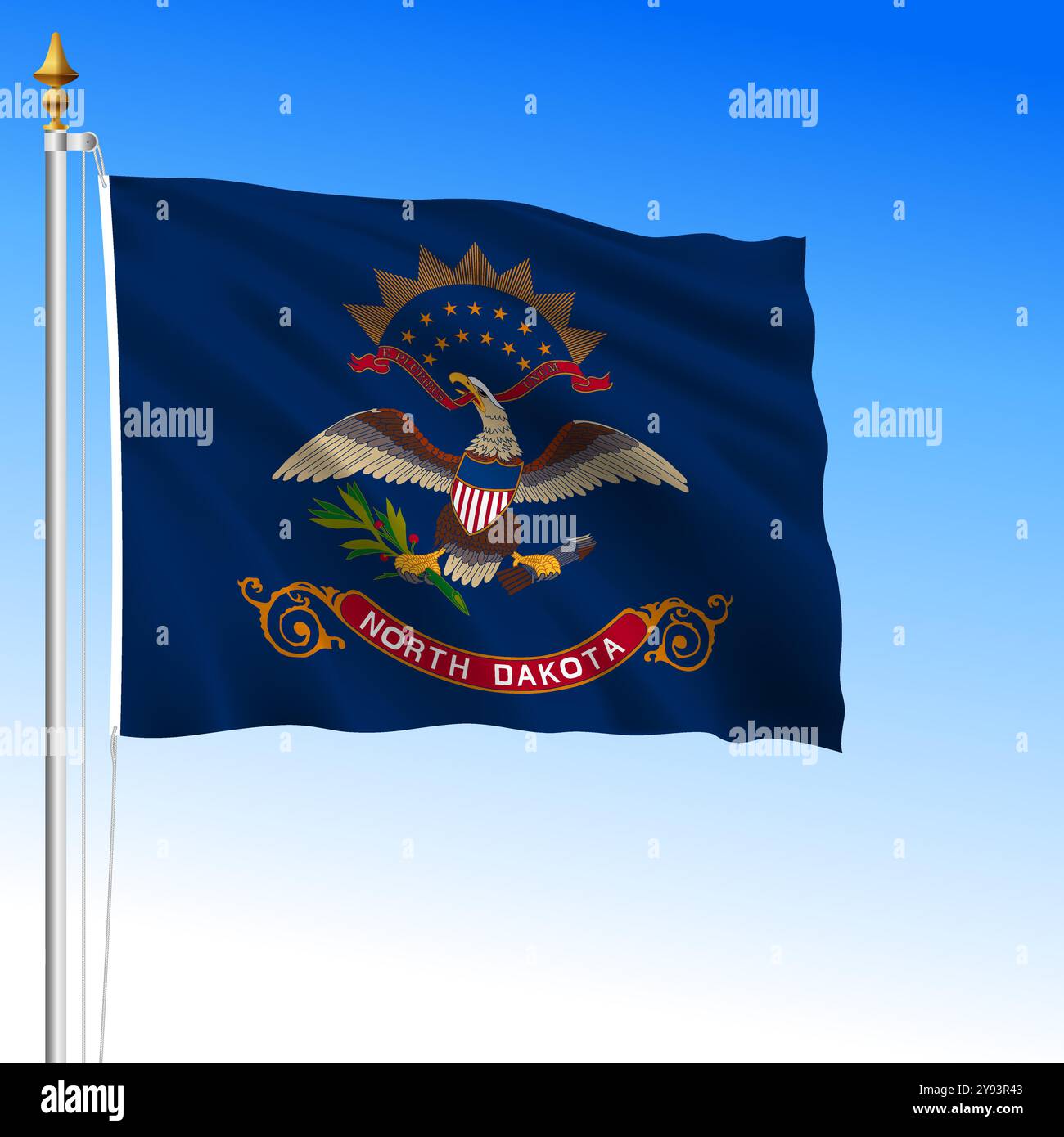 North Dakota US federal state waving flag, United States, vector ...
