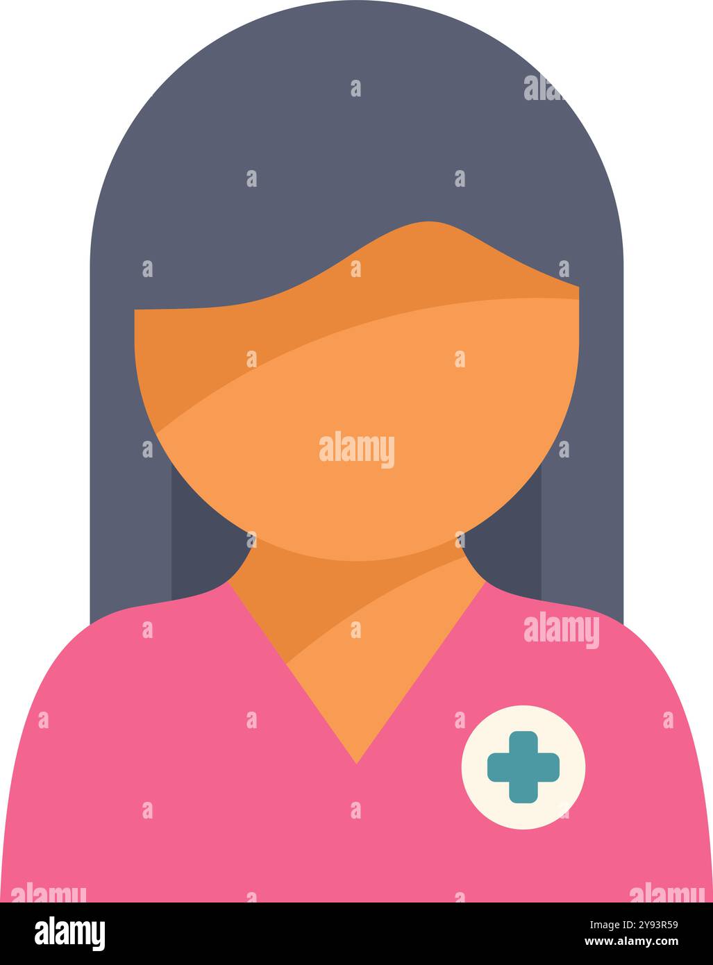 Female nurse character wearing pink uniform with cross symbol showing ...