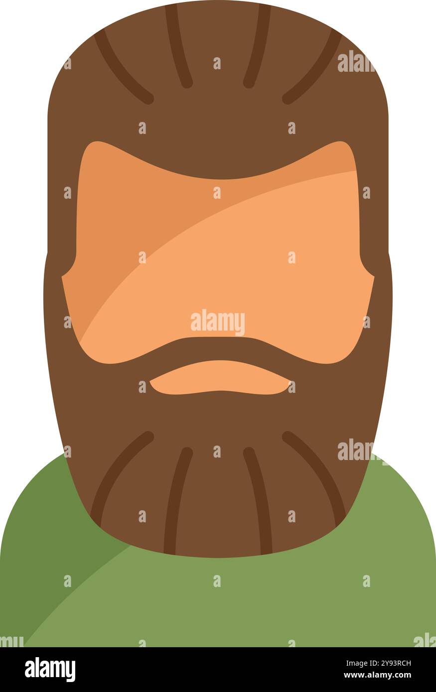Cartoon avatar icon of a man with brown hair and a beard is wearing a ...