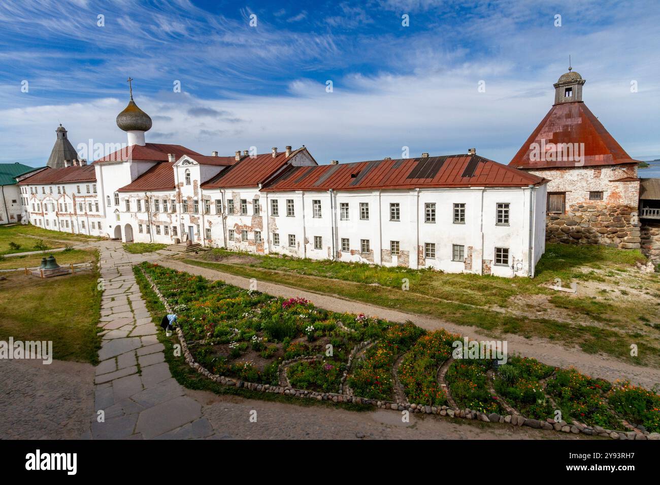 A view of the Russian Orthodox Solovetsky Monastery founded in 1436 by ...