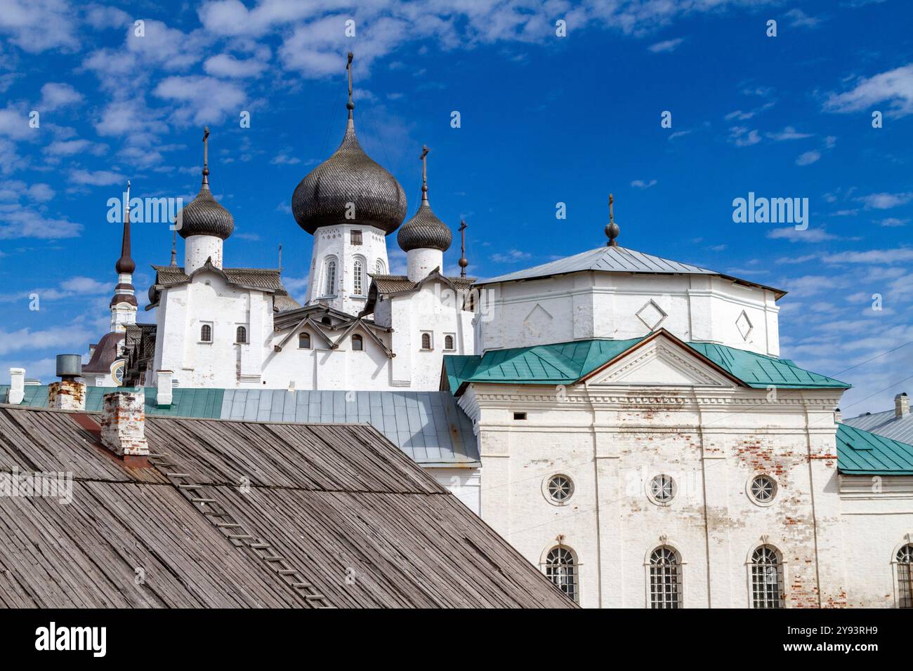 A view of the Russian Orthodox Solovetsky Monastery founded in 1436 by ...
