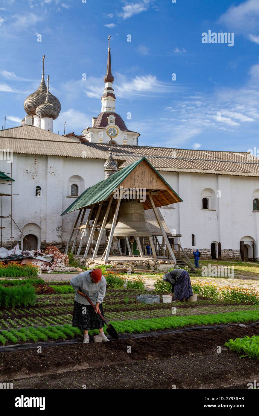 A view of the Russian Orthodox Solovetsky Monastery founded in 1436 by ...