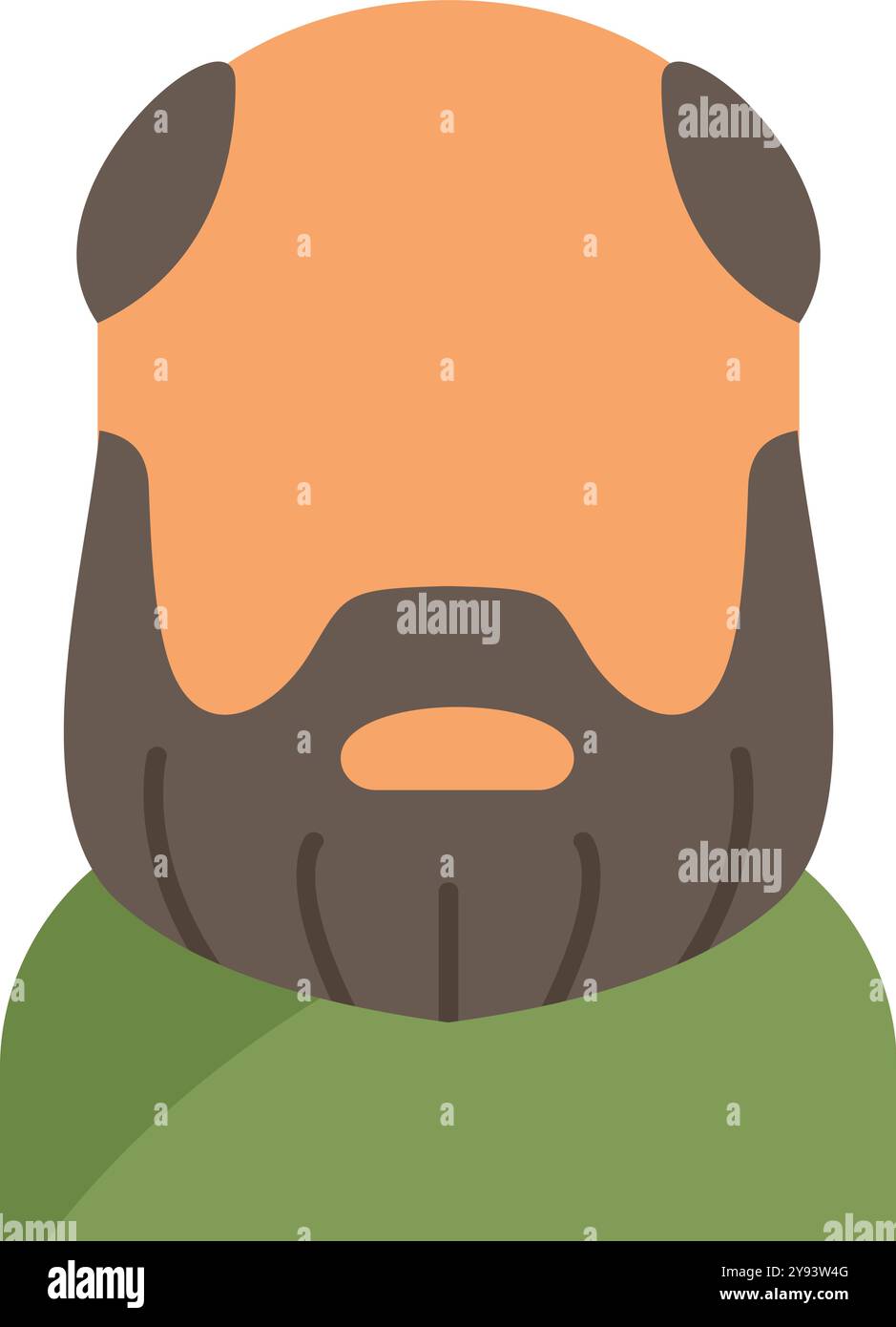 Bald bearded man with green shirt is showing a trendy hairstyle for men ...