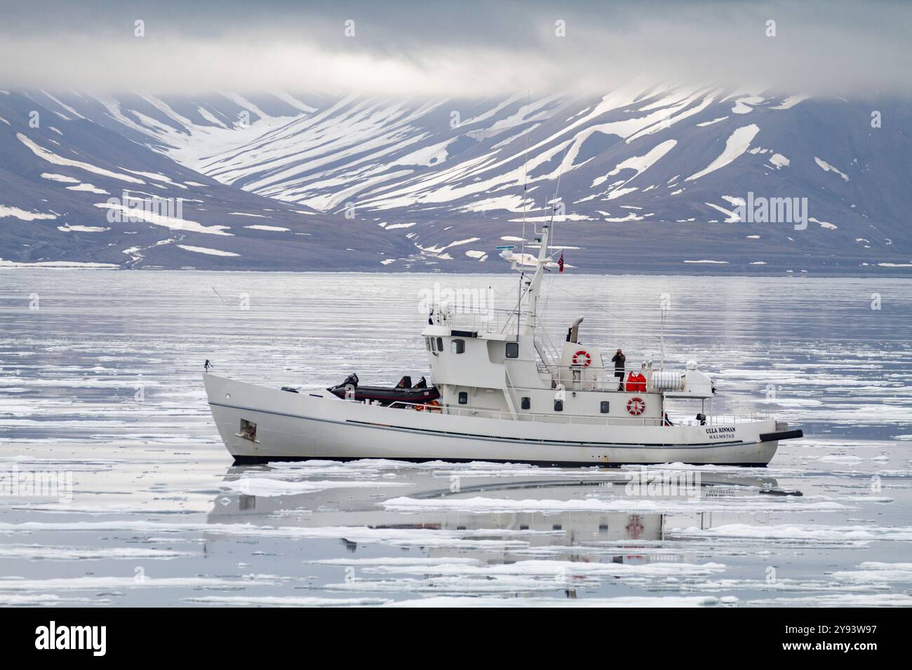 A view of the expedition ship Ulla Rinman operating in the Svalbard ...