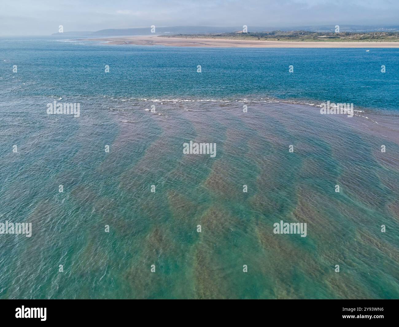 An aerial view of the estuary of the Taw and Torridge Rivers, near ...