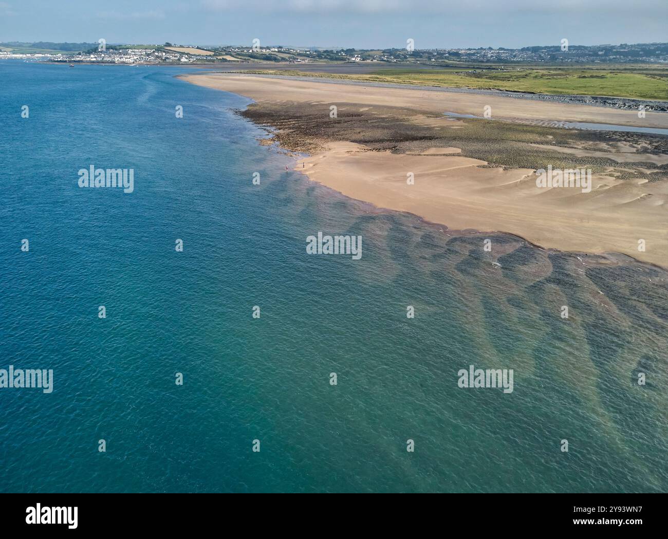 An aerial view of the estuary of the Taw and Torridge Rivers, near ...