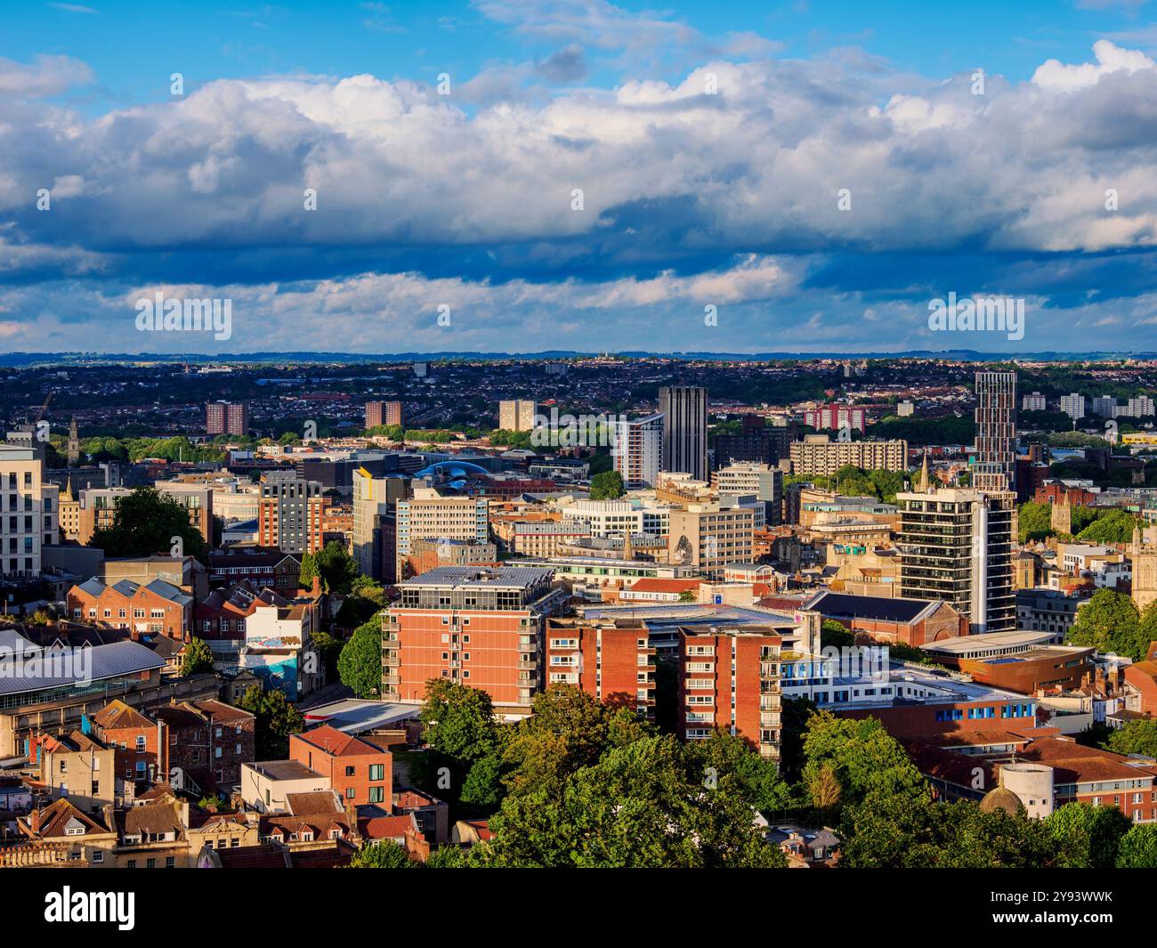 Cityscape seen from Cabot Tower in Brandon Hill Park, Bristol, England ...